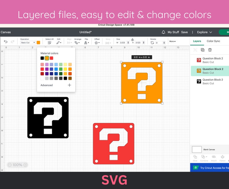 Mario Question Block SVG PNG Vector Instant Download Layered - Etsy