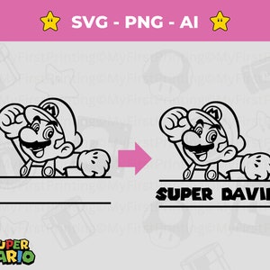 Mario SVG PNG Template for Cricut | Vector Instant Download | Text ...