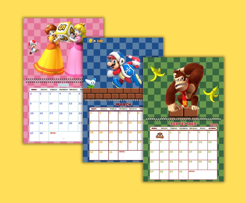 2026 Super Mario Bros Calendar: Digital New Year Nintendo Gamer Gift ...