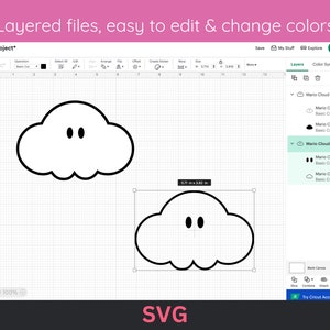 Digital Mario Cloud Vector Cut File SVG PNG - Super Mario Bros SVG ...