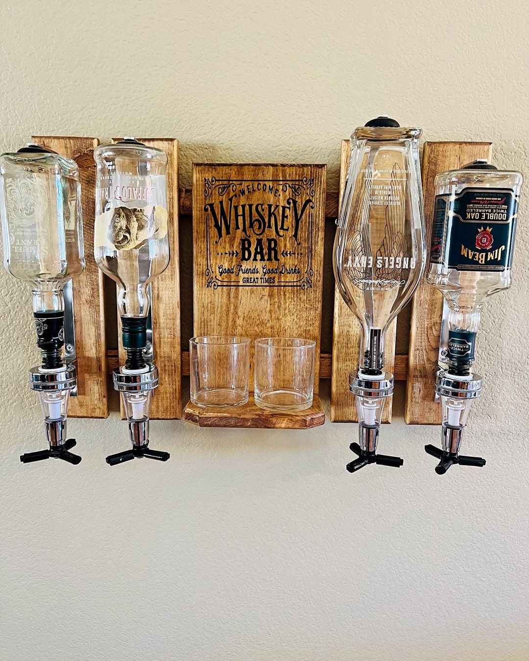 Burned Wood Wall Mounted Alcohol Dispenser - Etsy