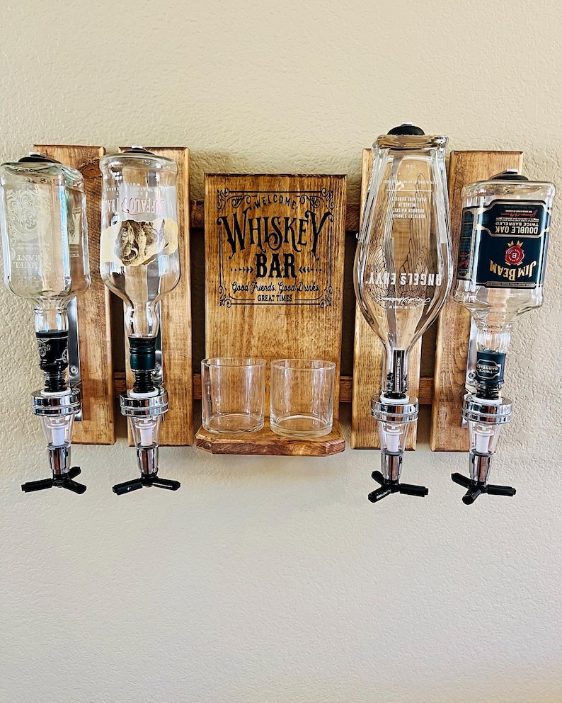 Burned Wood Wall Mounted Alcohol Dispenser - Etsy