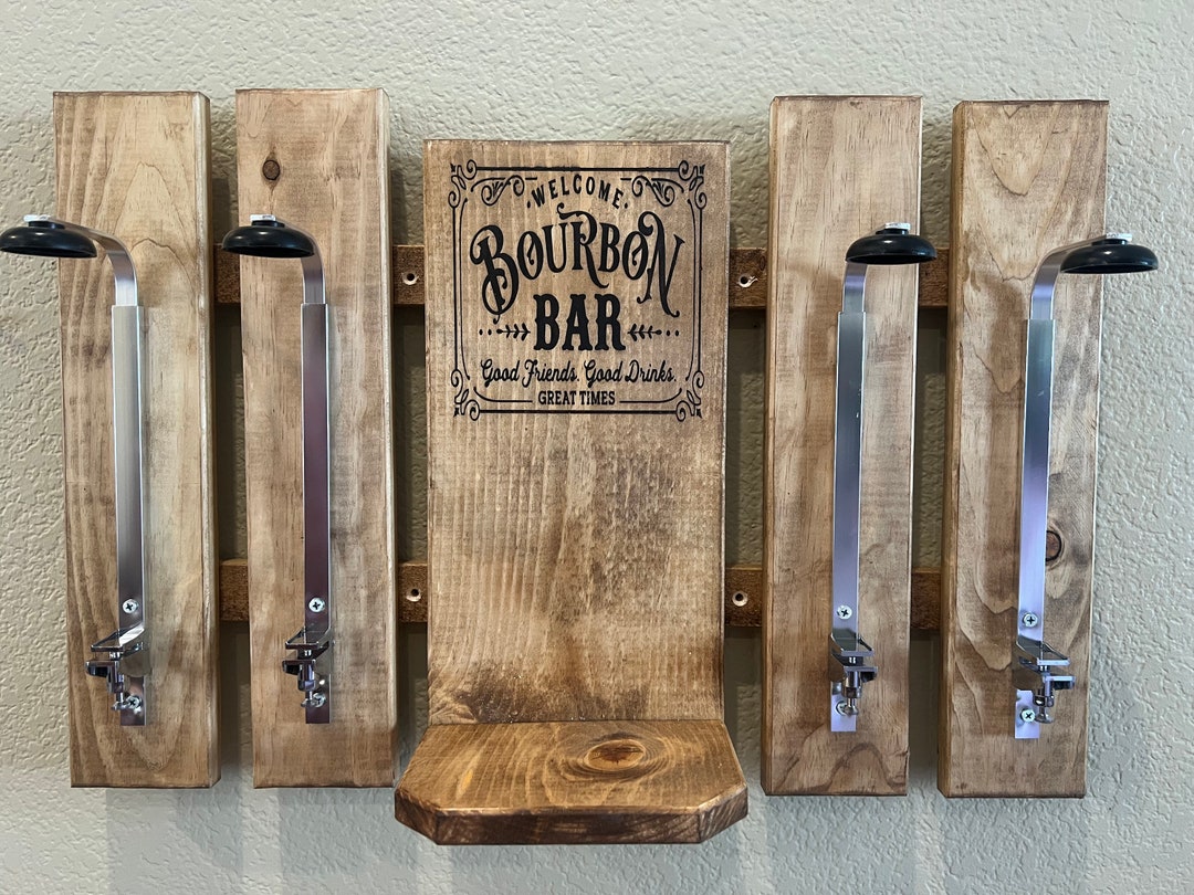 Bourbon Wall Mounted Alcohol Dispenser- Burned Wood - Etsy