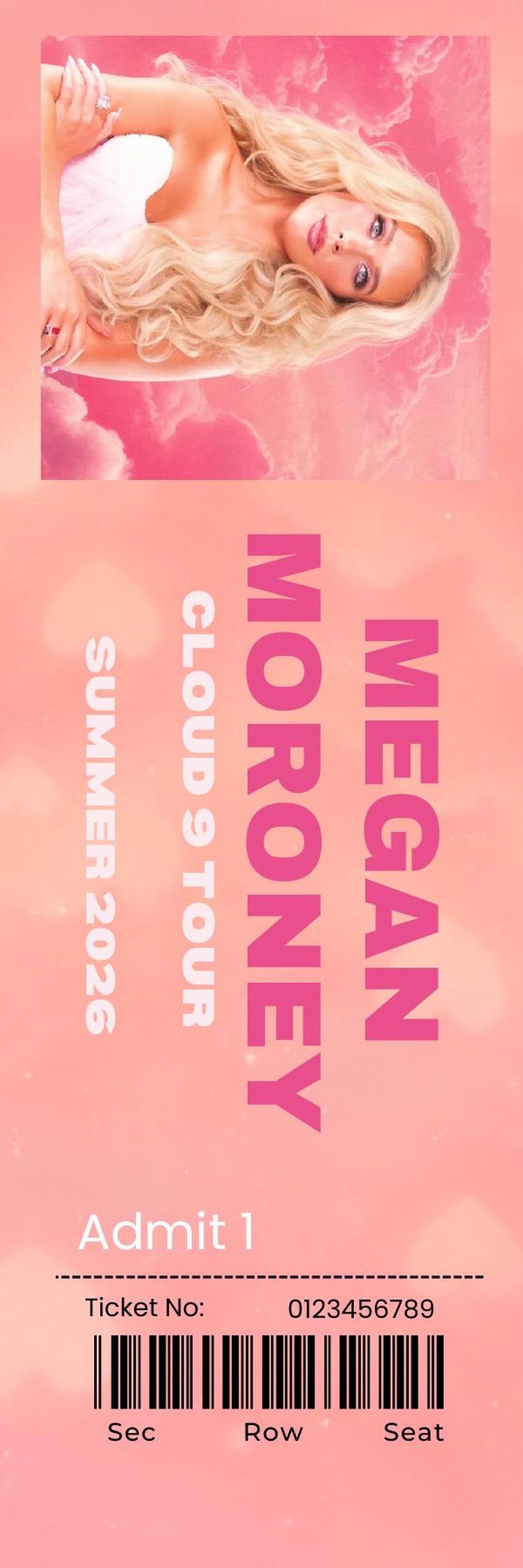 Megan Moroney Concert Ticket Cloud 9 Tour • Instant Concert Ticket Print • Gift Keepsake - Etsy