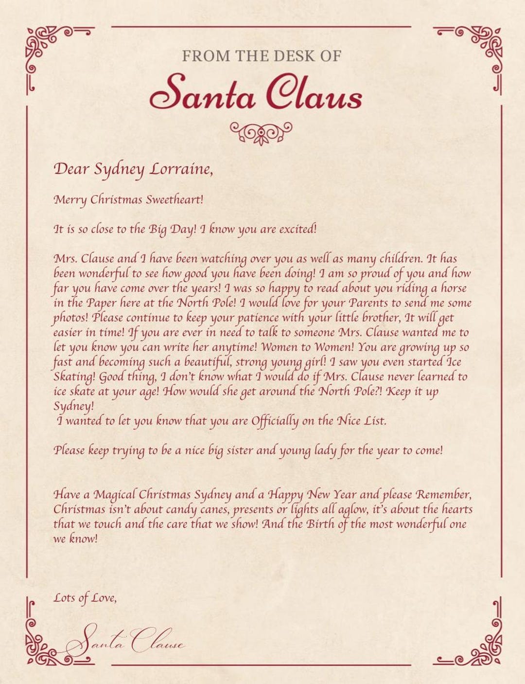 Personalized Santa Letter - Etsy