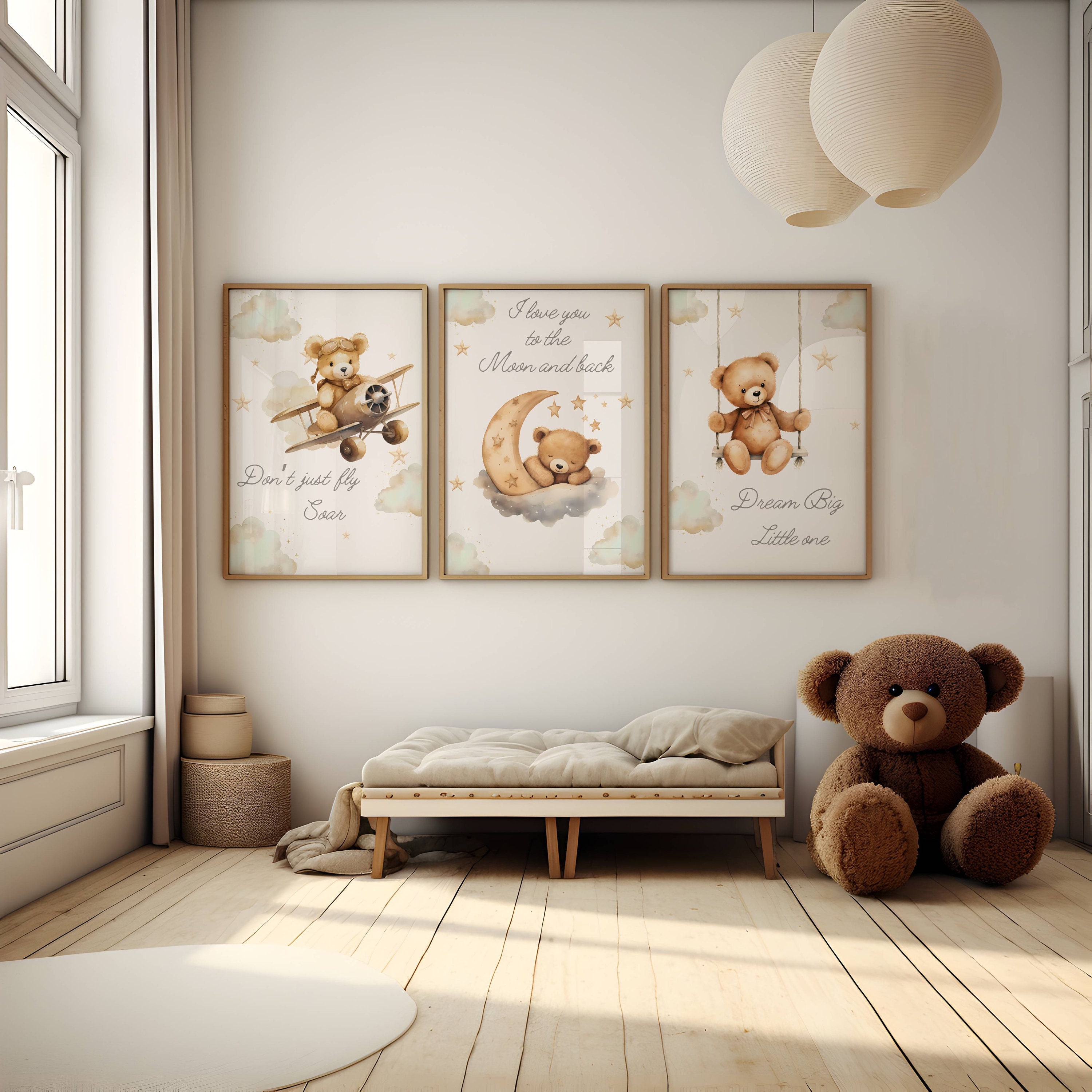 Teddy Bear Nursery, Teddy Bear Wall Art, Teddy Bear Nursery Prints, Set ...