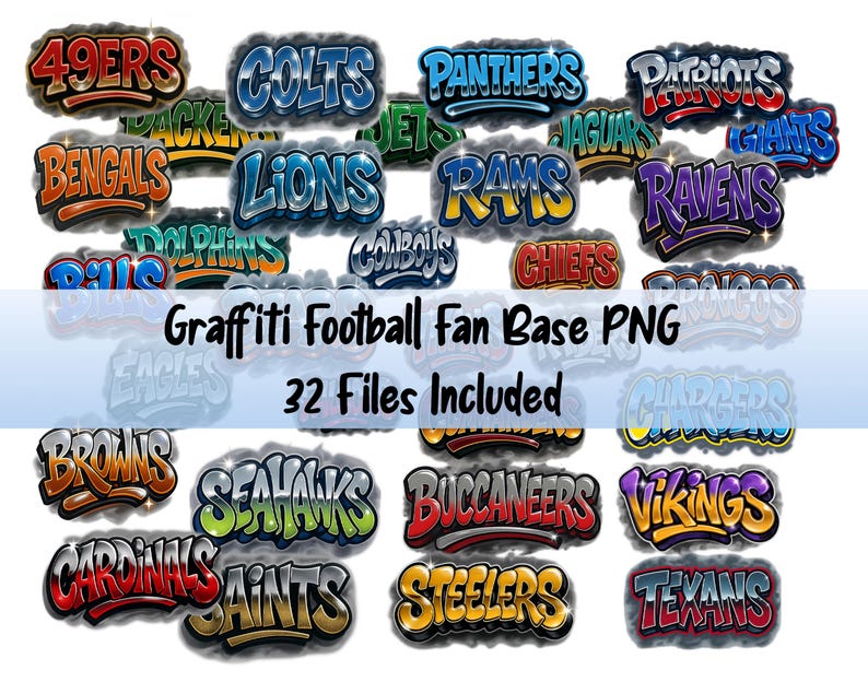 Football Team Graffiti Bundle PNG: Football Design Digital Download - Etsy