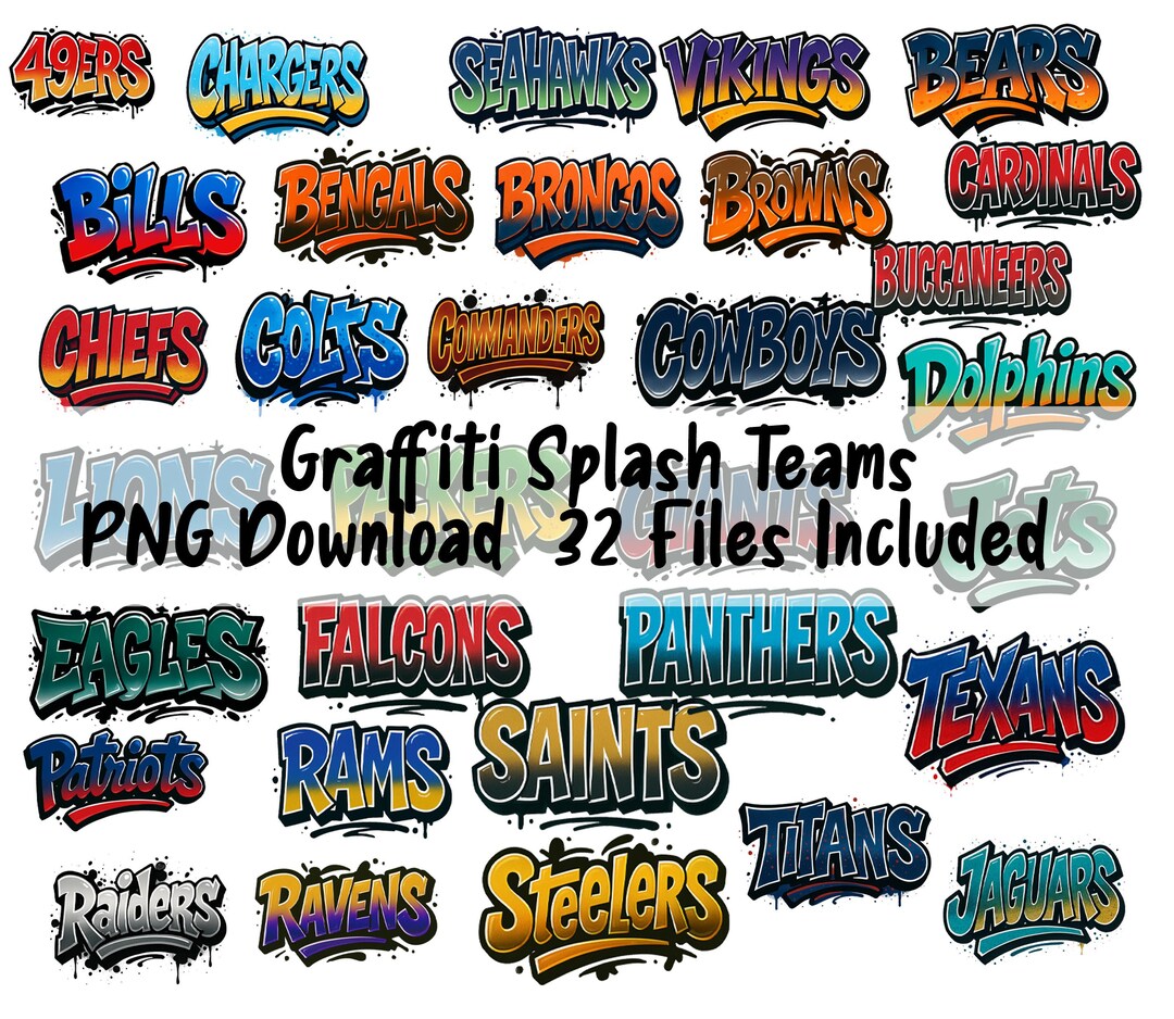 Team Splash Graffiti Bundle PNG: Football Design Digital Download - Etsy