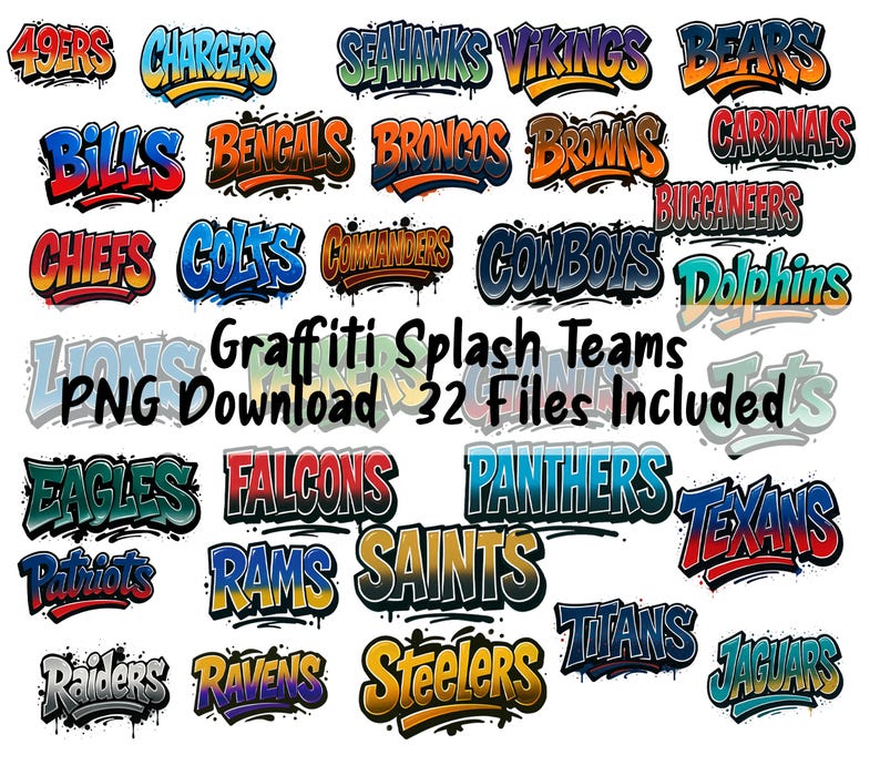 Team Splash Graffiti Bundle PNG: Football Design Digital Download - Etsy