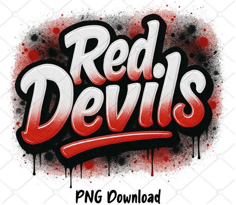 Red Devils White/red/black Graffiti PNG: Football Design Digital ...