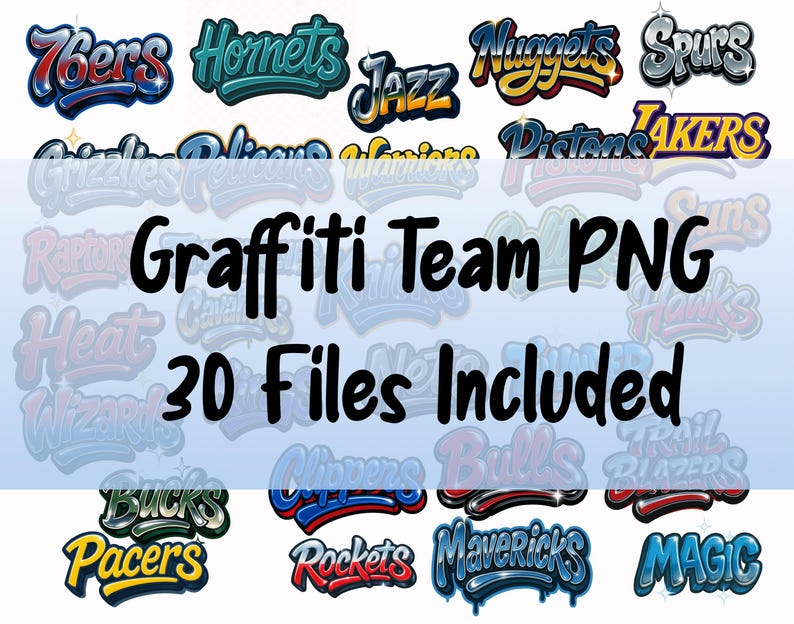 Graffiti Basketball PNG Bundle | 30 Team-inspired Digital Downloads for ...