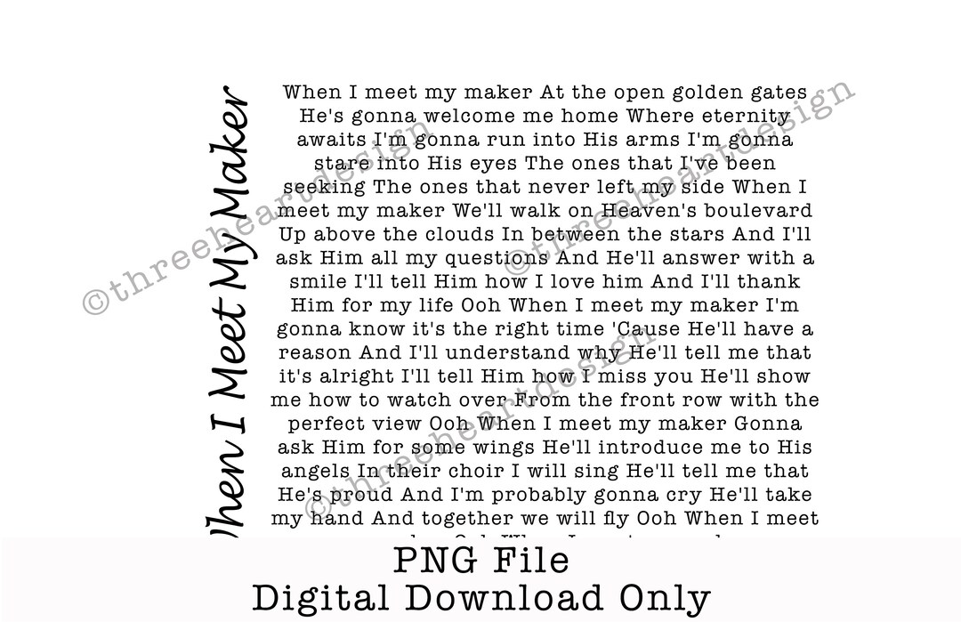 When I Meet My Maker PNG, Sublimation Design, Wedding Gift, Anniversary ...