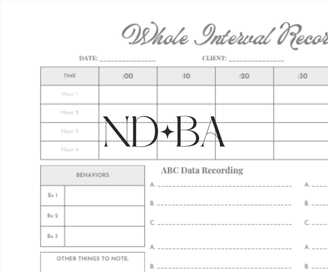 10-minute Whole Interval Recording Template - Etsy