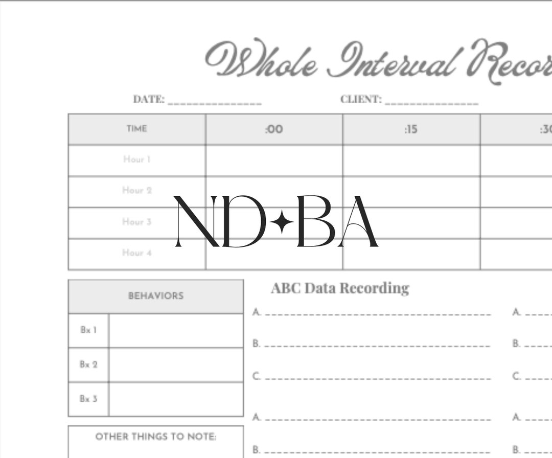15-minute Whole Interval Recording Template - Etsy