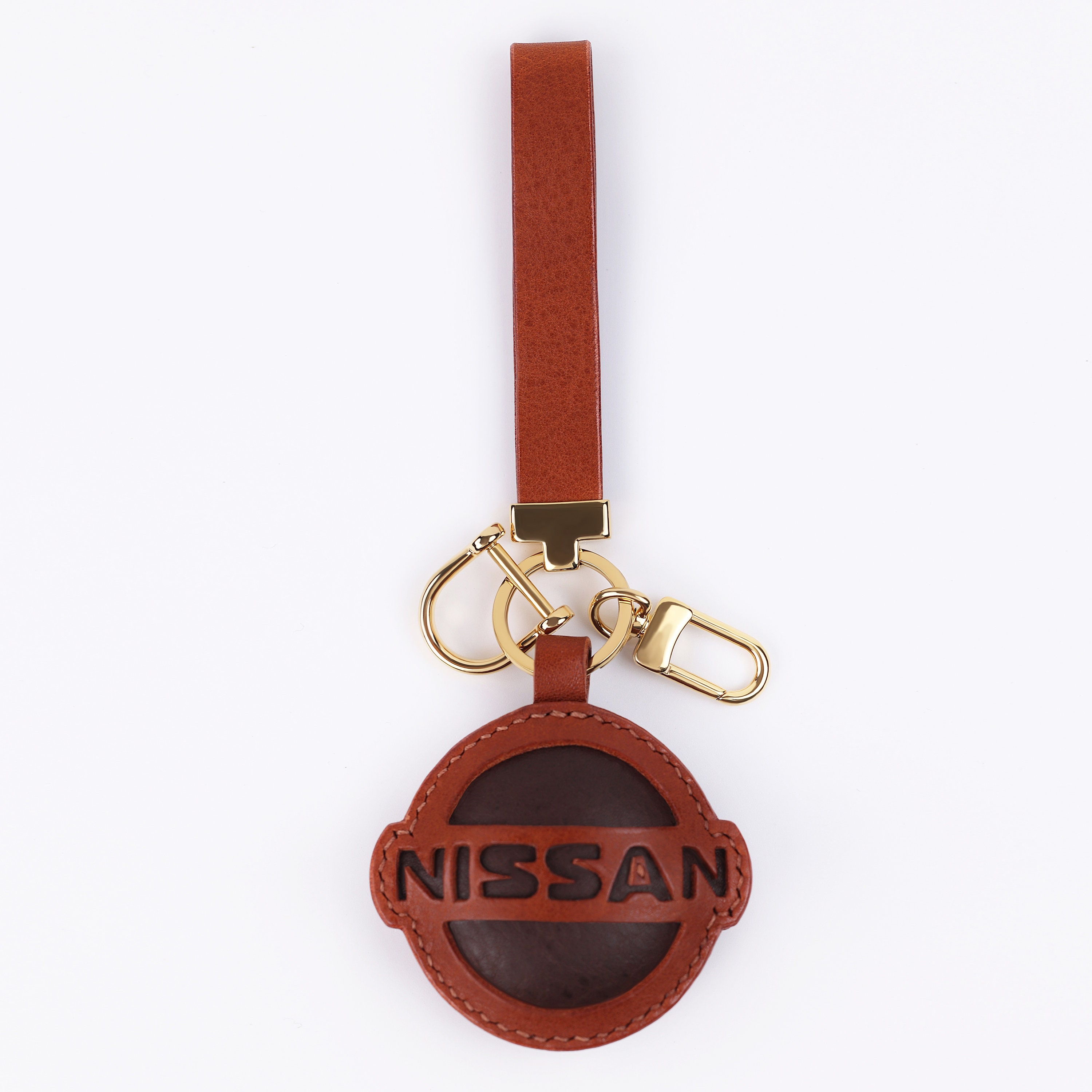 Handmade Nissan Logo Car Keyring, Italian Minerva Box Leather Keychain ...