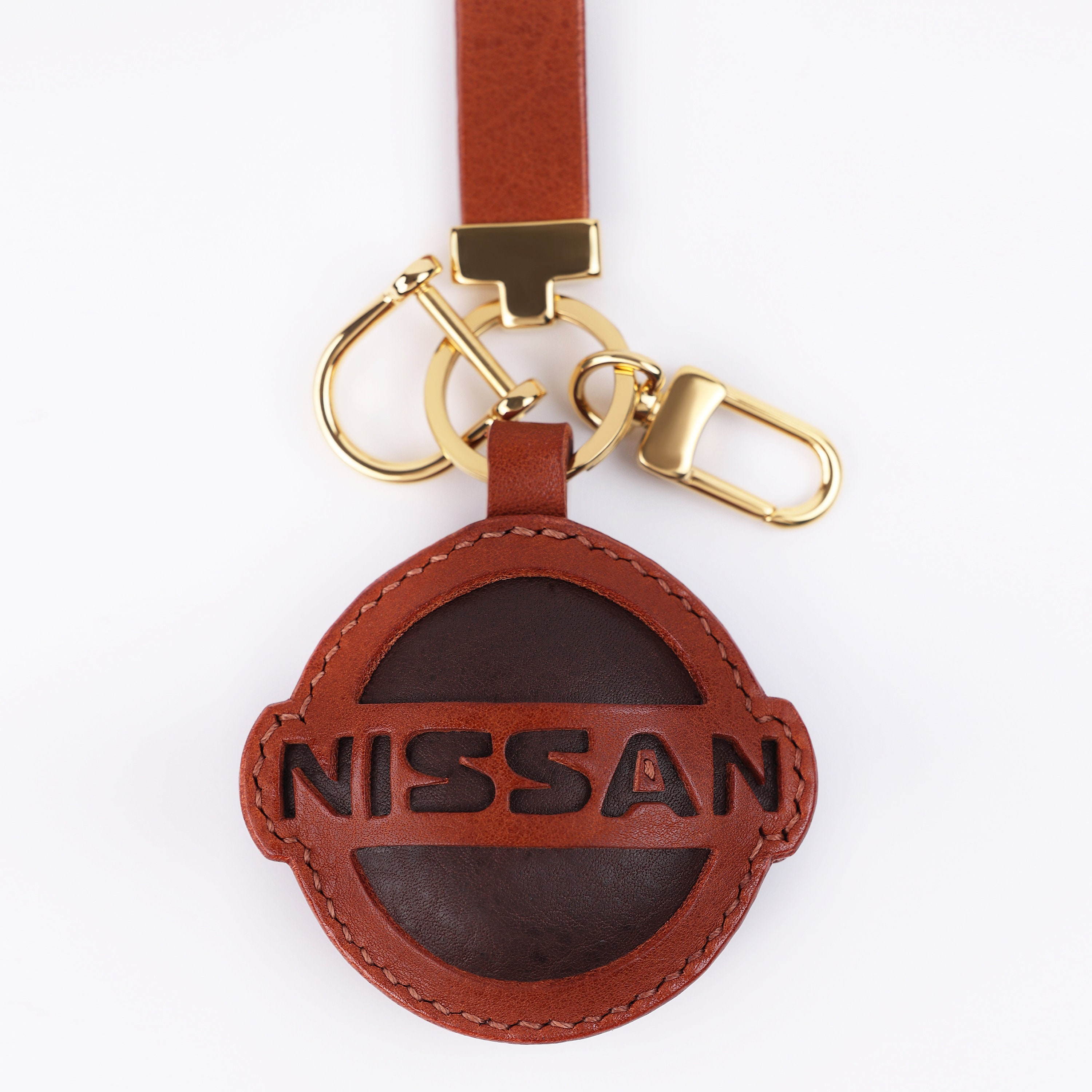 Handmade Nissan Logo Car Keyring, Italian Minerva Box Leather Keychain ...