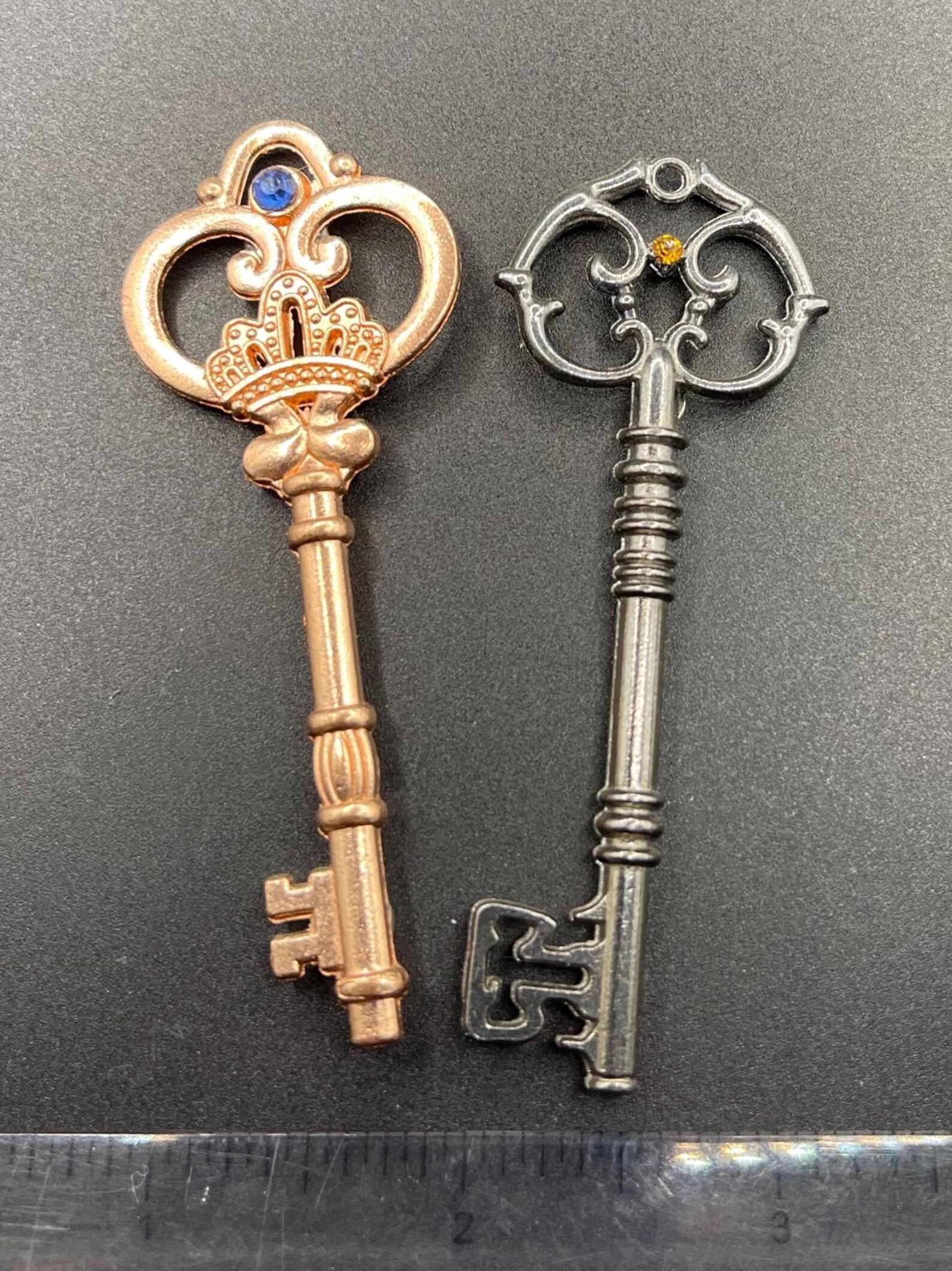 Blue and Rose Gold Gem Keys - Etsy