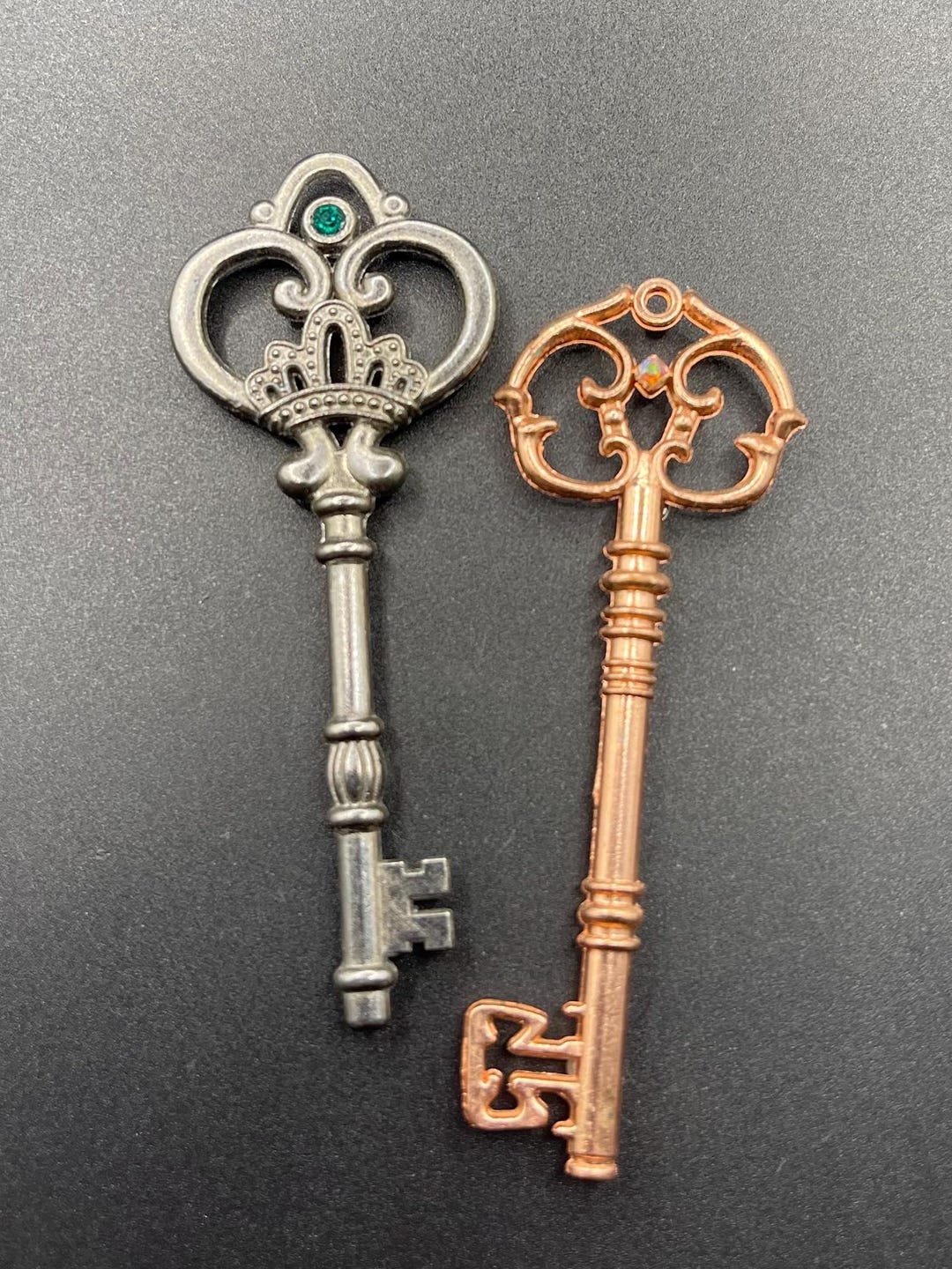 Emerald and Iridescent Gem Keys - Etsy