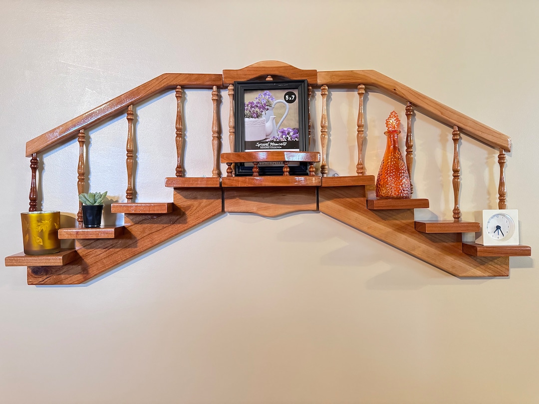 Amish Made Wood Staircase Step Shelf - Etsy
