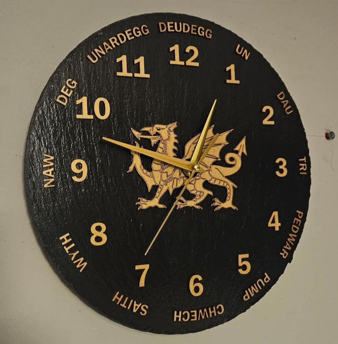 Welsh Dragon Slate Clock With Welsh Numbers - Etsy