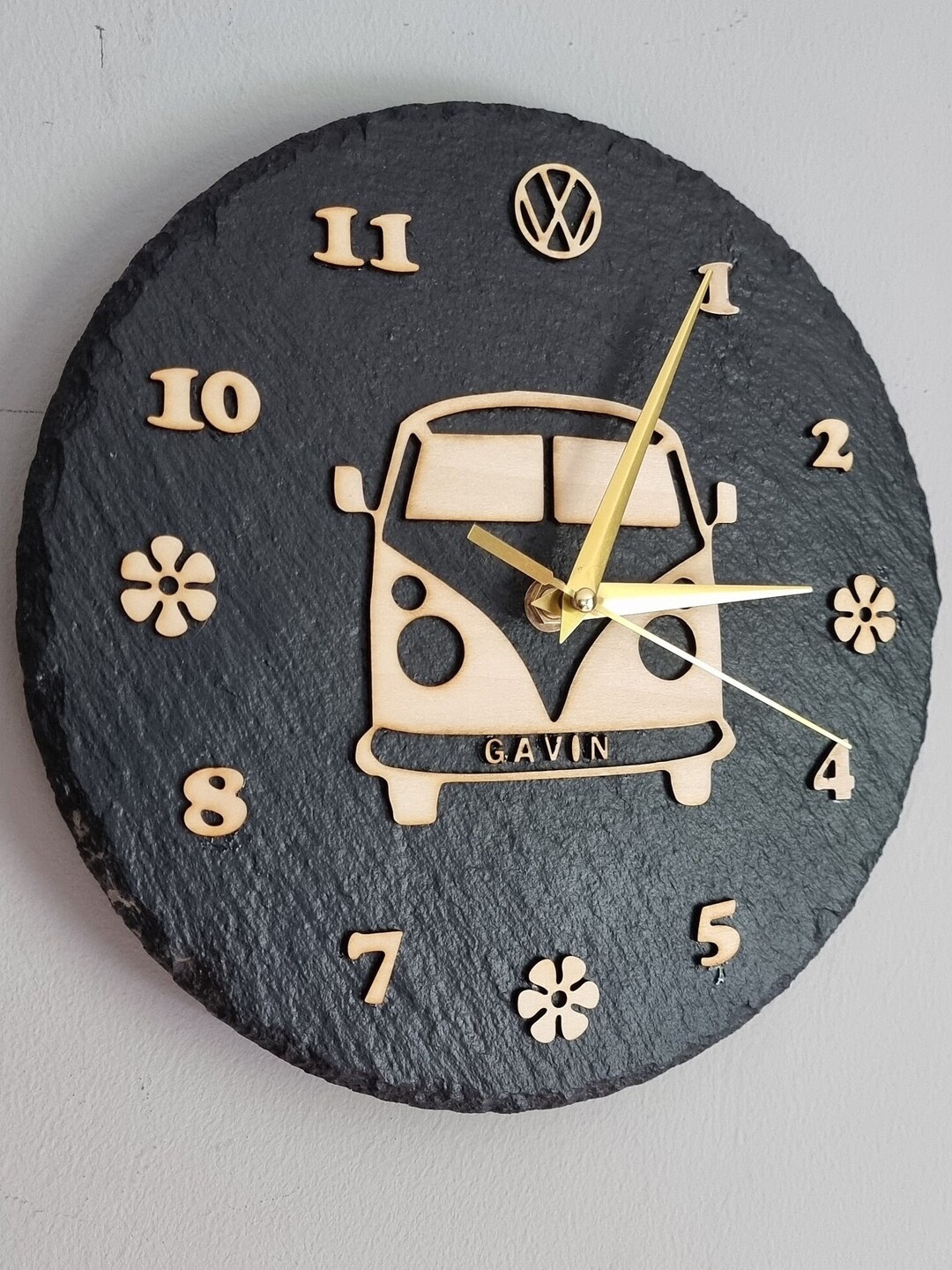 VW Camper Van Clock Made on Welsh Slate - Etsy UK