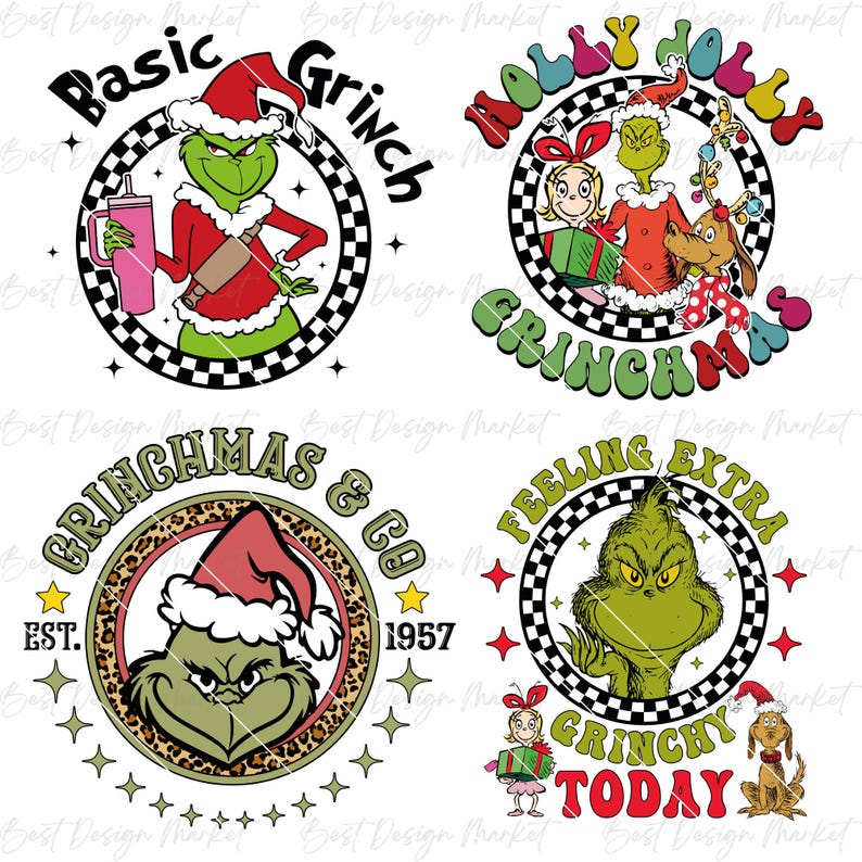 The Grnich Png Bundle, Merry Grnichmas Png, Retro Grinc Png, Christmas ...