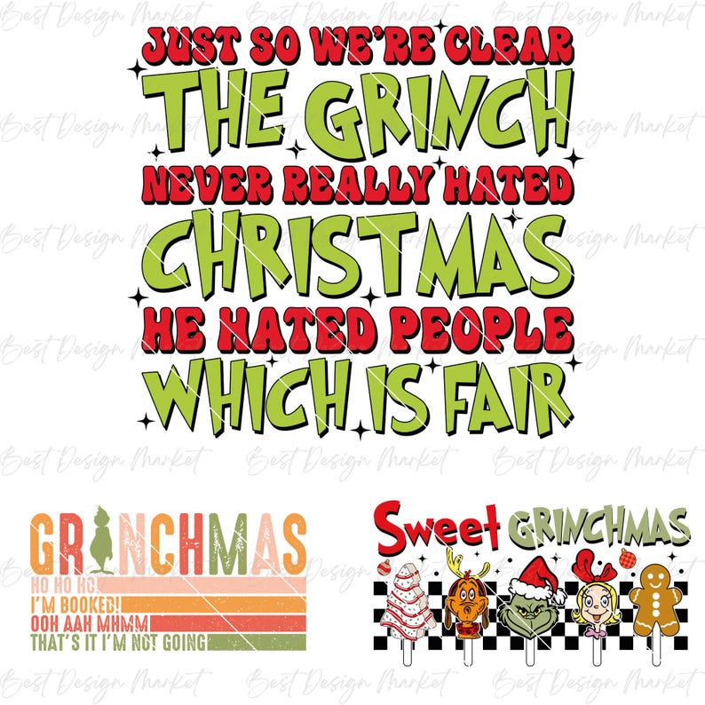 The Grnich Png Bundle, Merry Grnichmas Png, Retro Grinc Png, Christmas ...