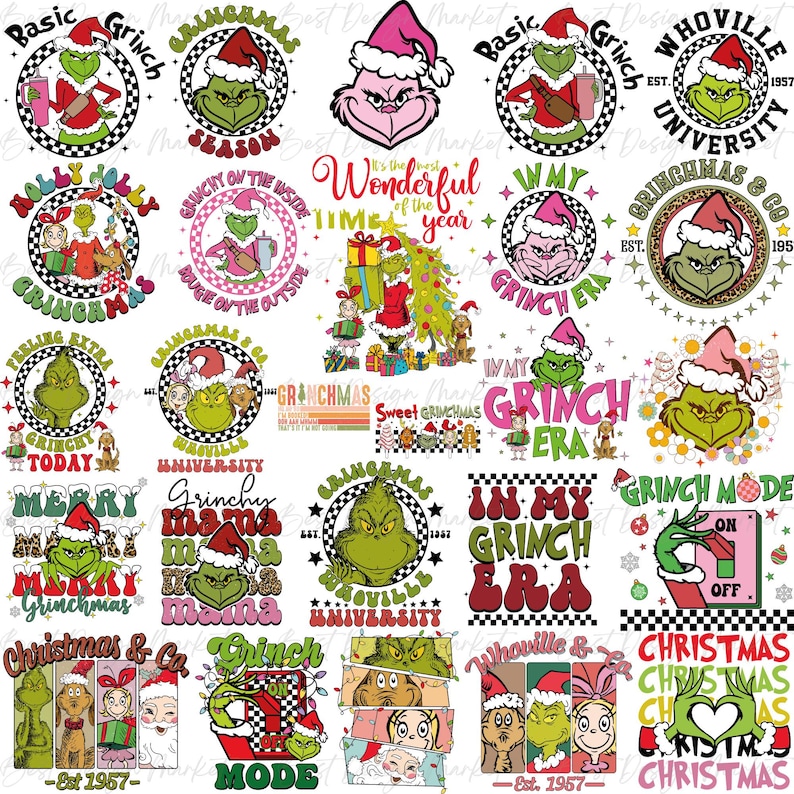 The Grnich Png Bundle, Merry Grnichmas Png, Retro Grinc Png, Christmas ...