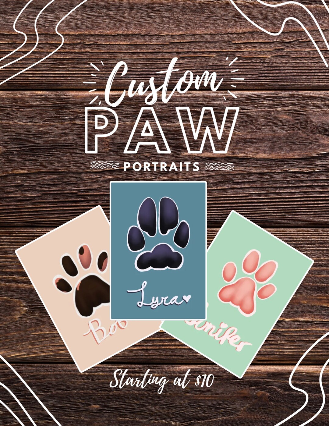 Custom Portrait Pet Paw Print Custom Paw Print Pet Memorial - Etsy