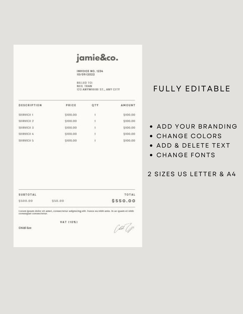 Simple and Easy Invoice Template - Etsy
