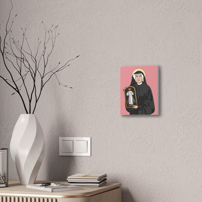 Saint Faustina Kowalska Divine Mercy Catholic Canvas Stretched, 0.75 - Etsy