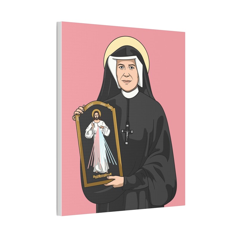 Saint Faustina Kowalska Divine Mercy Catholic Canvas Stretched, 0.75 - Etsy