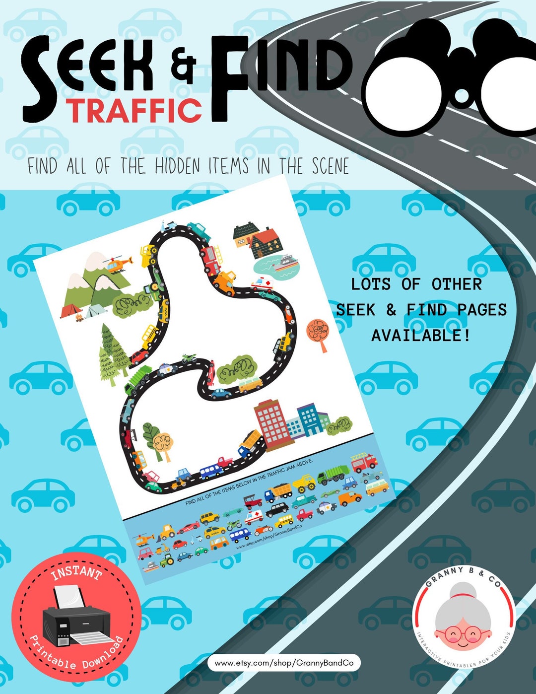 WEEKEND TRAFFIC, Seek and Find, Match Game for Kids, Kids Activity - Etsy