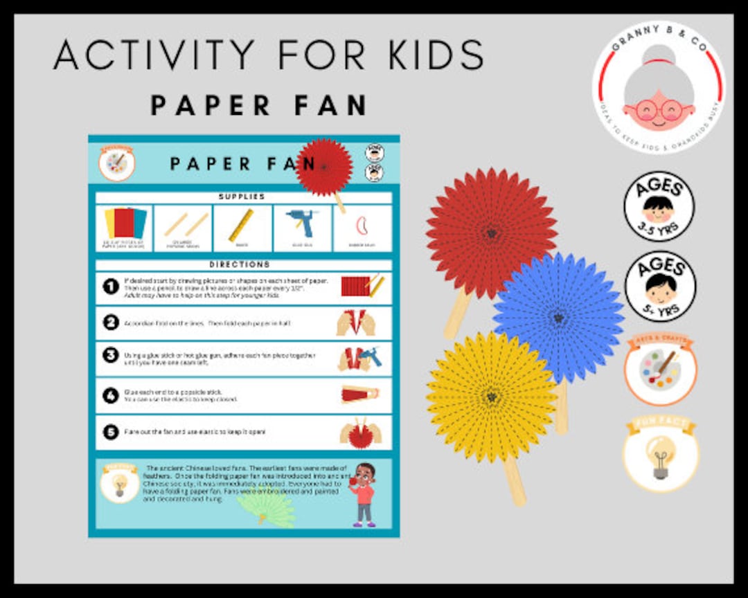 PAPER FAN Kids Craft Ages 3 - Etsy