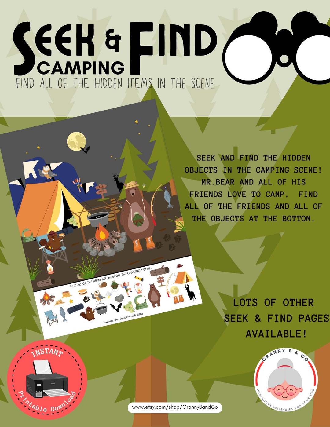 IN THE CAMP, Seek and Find, Hidden Picture, Match Game for Kids, Kids ...