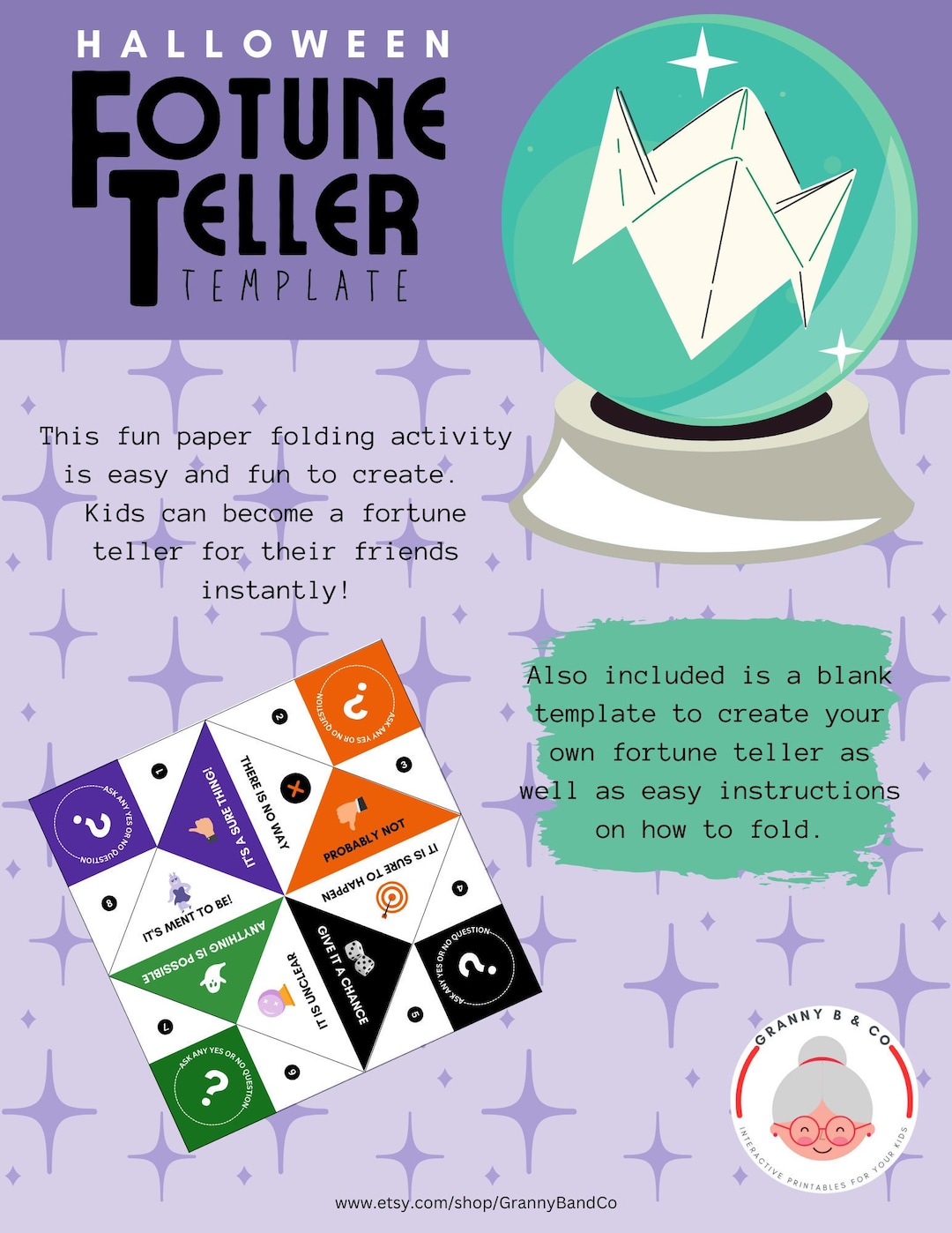 FORTUNE TELLER, Halloween Craft for Kids, Boredom Buster, Easy Kids ...