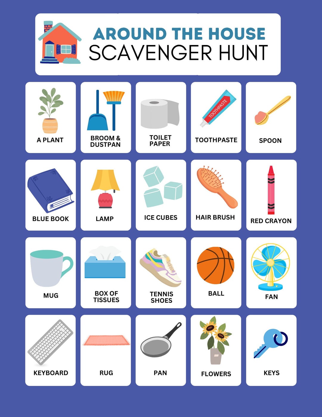 SCAVENGER HUNT PRINTABLE, Around the House 2, Kids Outdoor Activity - Etsy
