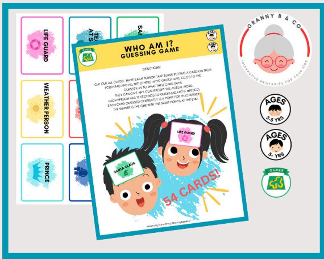 WHO AM I, Guessing Game for Kids, Grandkids Activities, Ages 3 - Etsy
