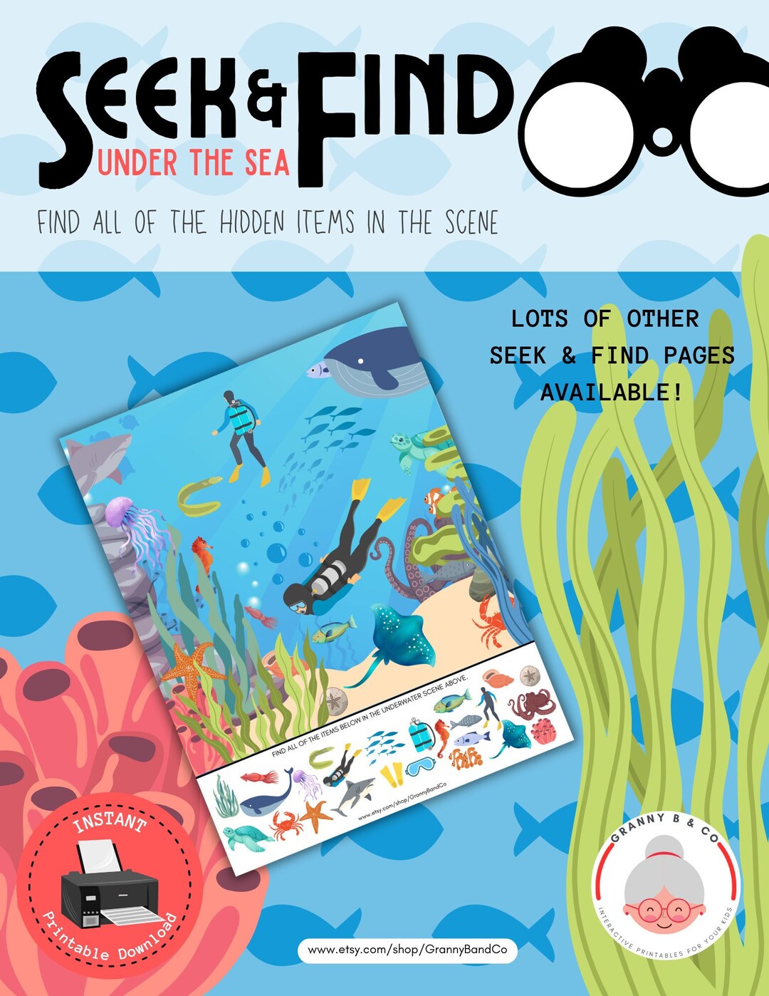 UNDER THE SEA Seek and Find Match Game for Kids Kids - Etsy