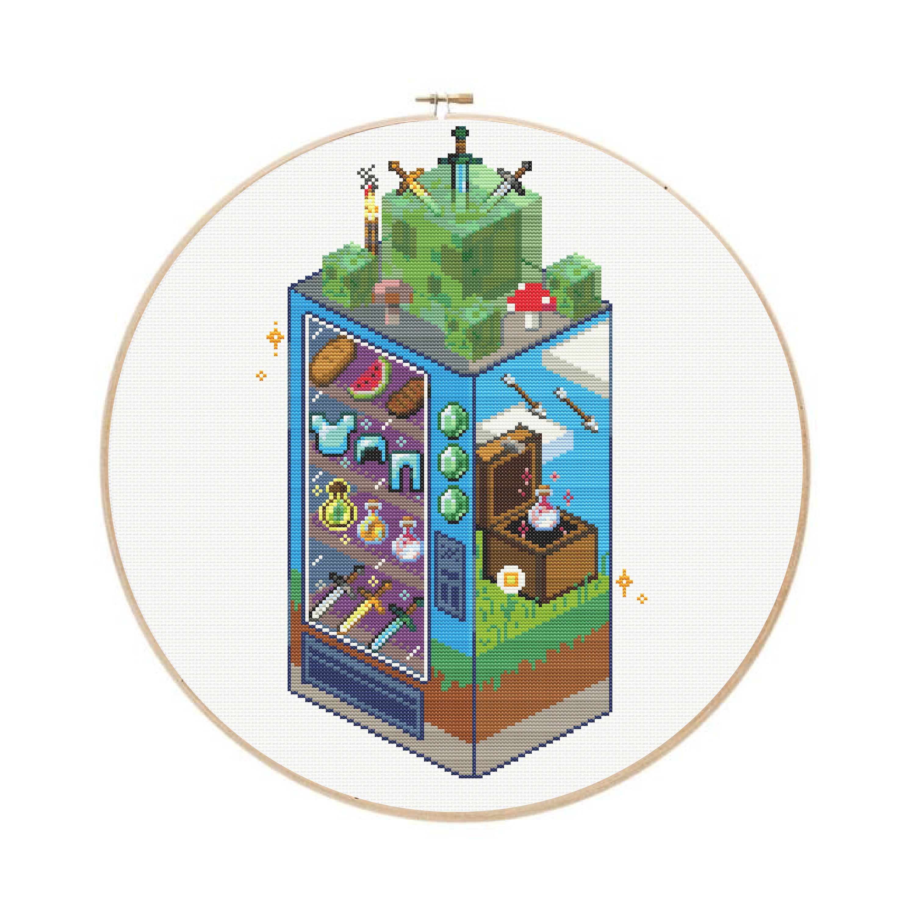 Minecraft Adventure Vending Machine Gaming Kids Room Cross Stitch ...