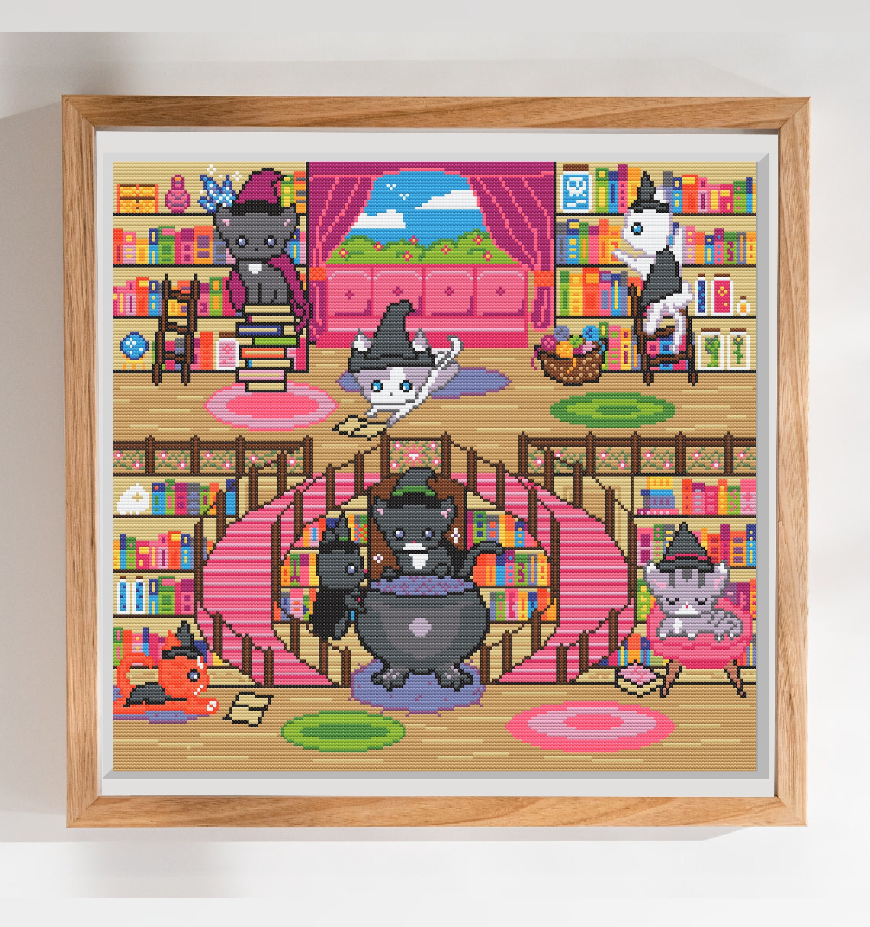 Kitty Witch Library Pattern Cute Adorable Cat Cross Stitch - Etsy