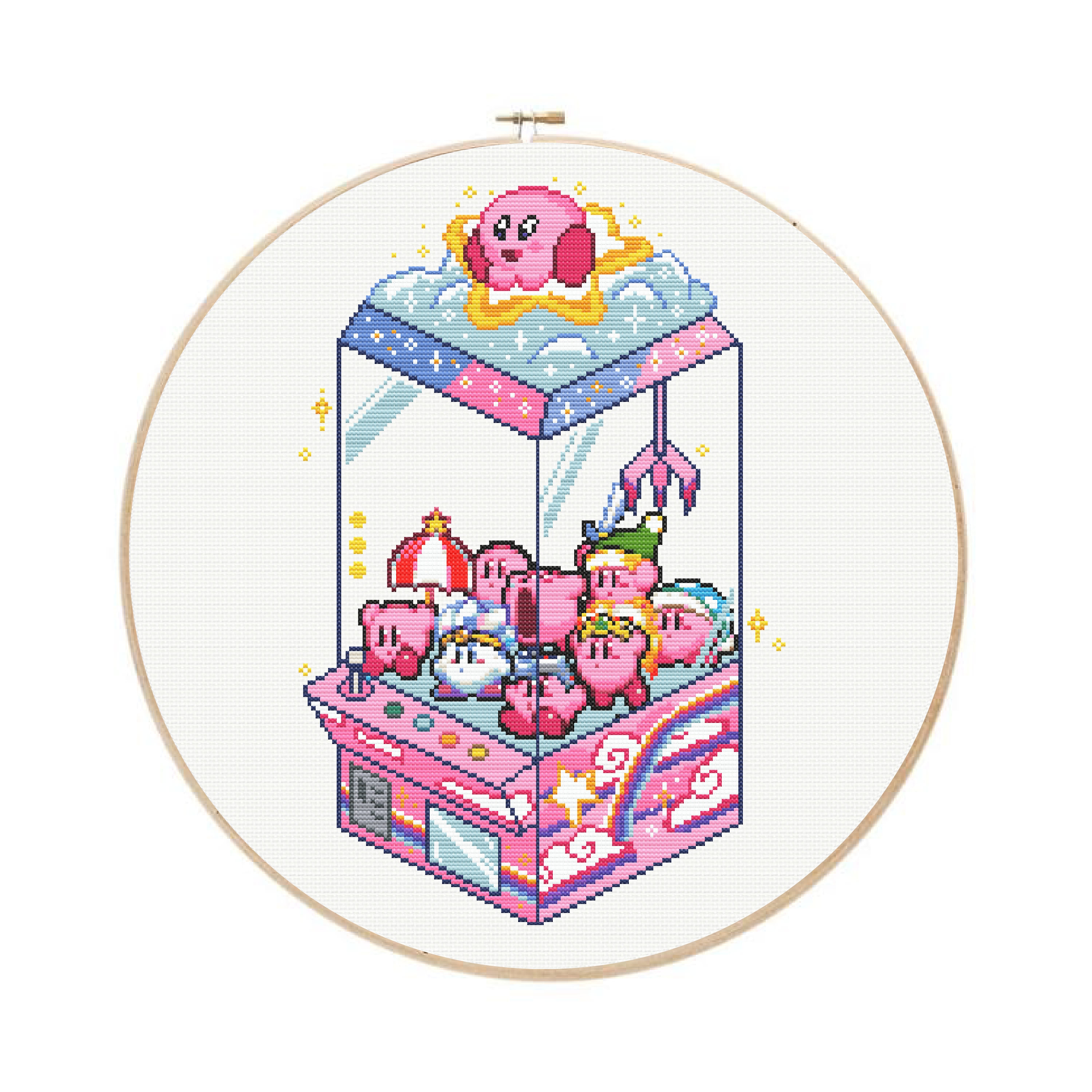 Kirby Plush Claw Machine Cute Retro Gaming Cross Stitch Pattern Digital ...