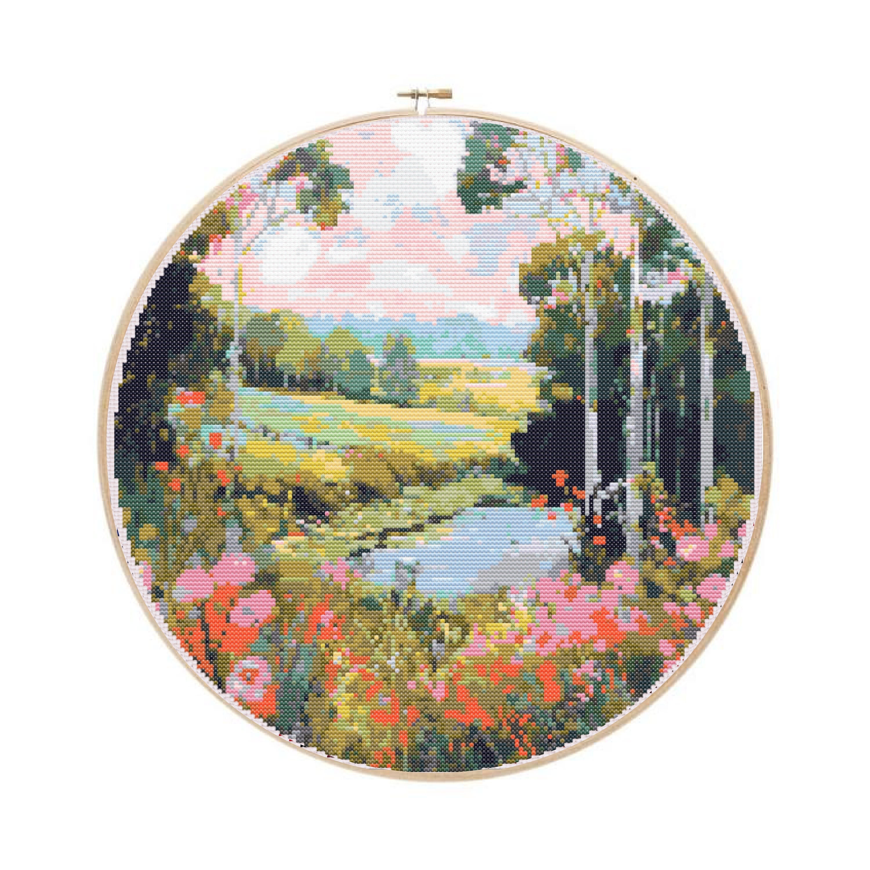 Silver Gums on the River Bank Pattern - Bright Colourful Cottagecore ...