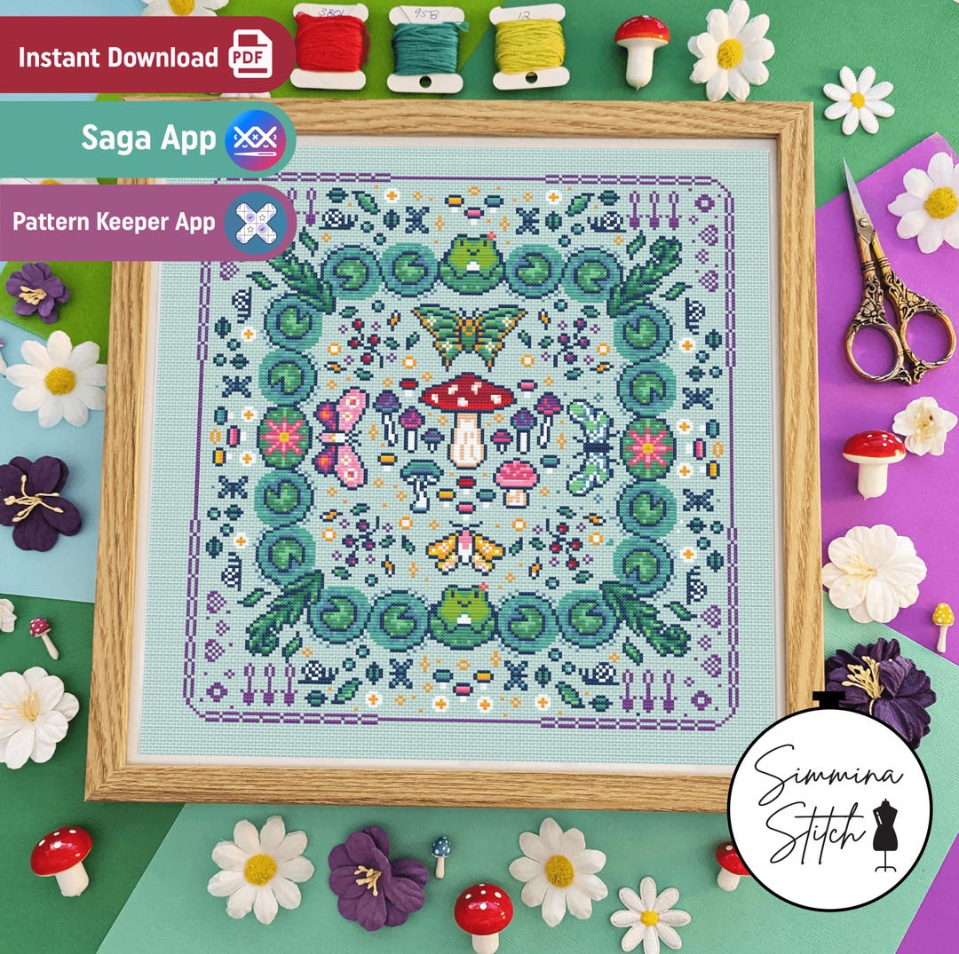 Forest Witch Sampler - Cute Cosy Frog Mushroom Modern Cross Stitch ...