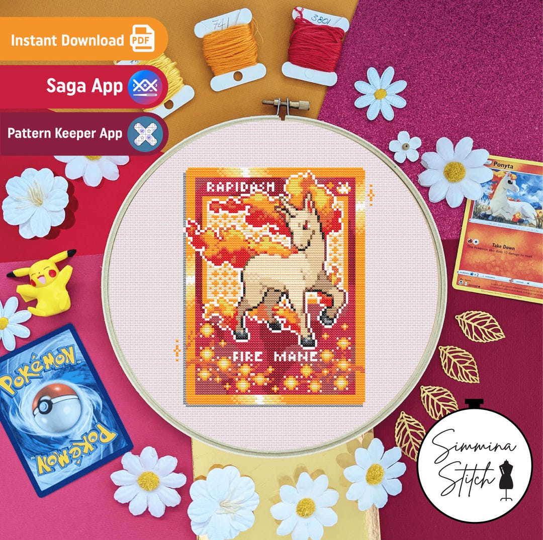 Pokemon Card - Rapidash - Cute Cosy Gaming CNY Cross Stitch Pattern ...