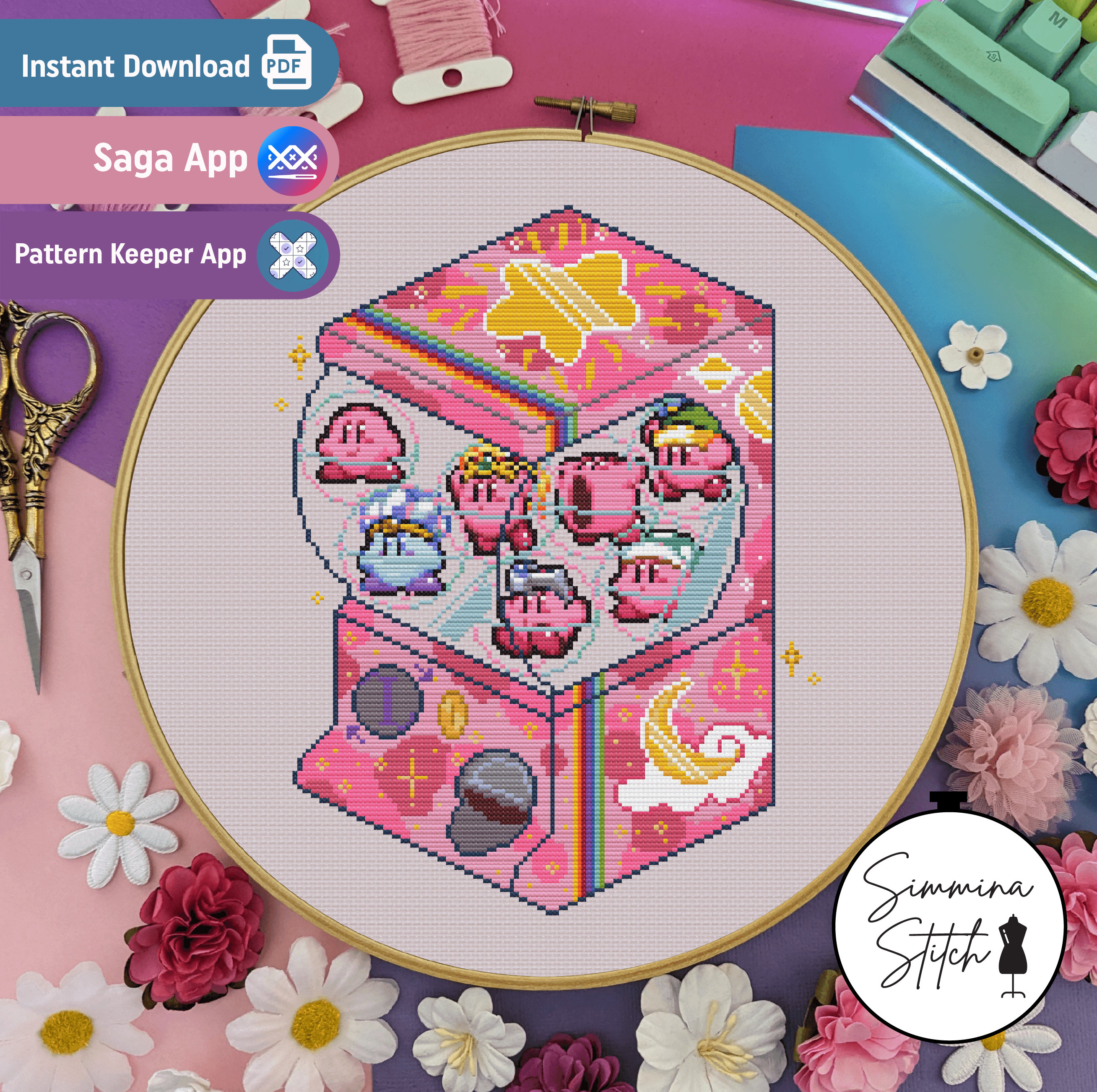 Kirby Gachapon Machine - Cute Cosy Gamer Cross Stitch Pattern - Digital ...
