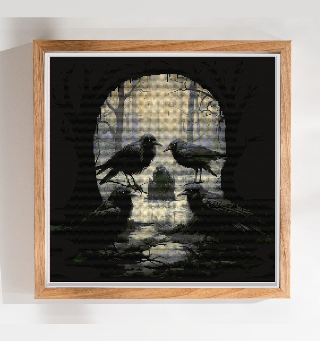 Spooky Crow Forest Pattern - Hidden Picture Illusion Skull Halloween ...