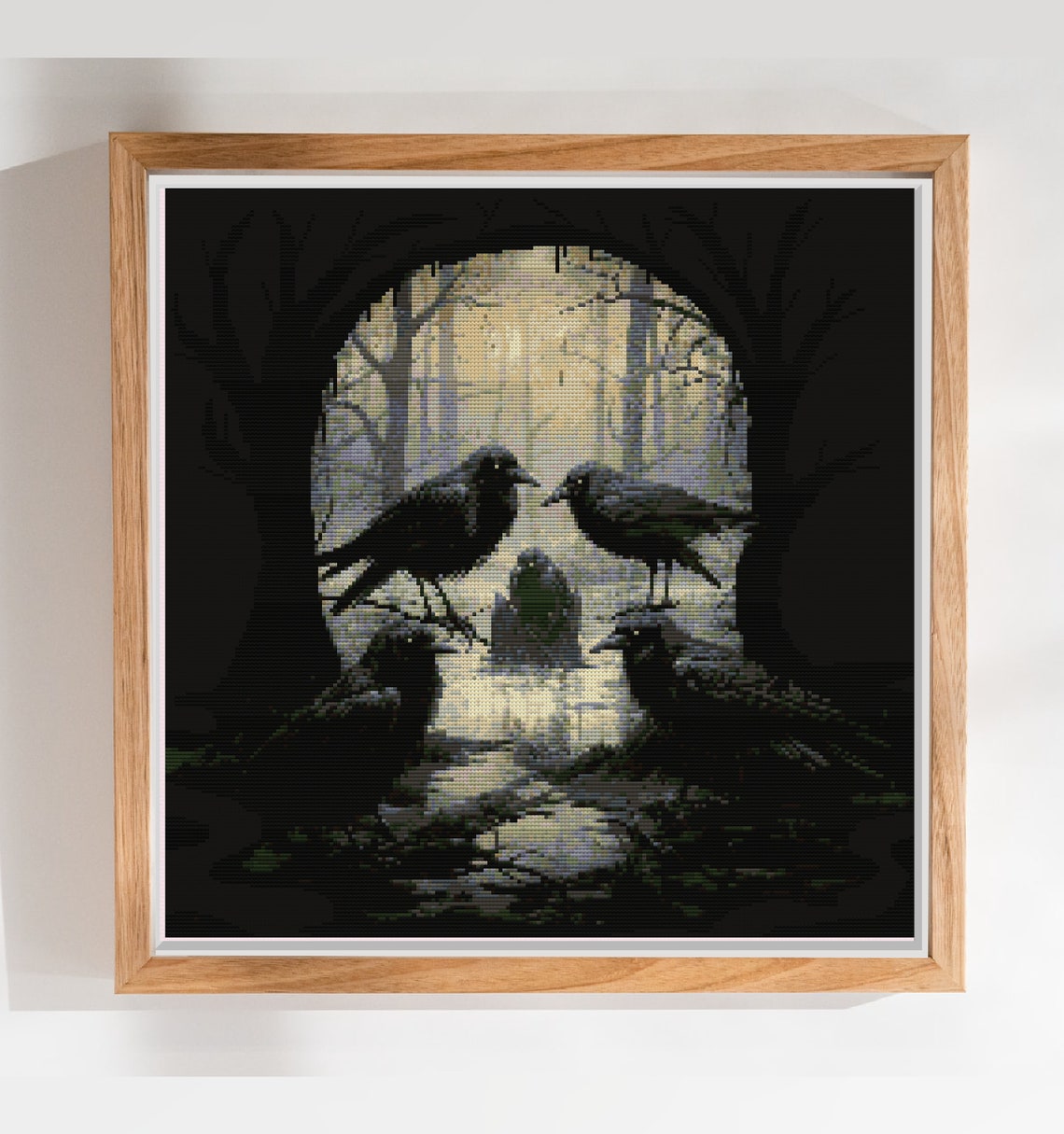 Spooky Crow Forest Pattern Hidden Picture Illusion Skull Halloween ...
