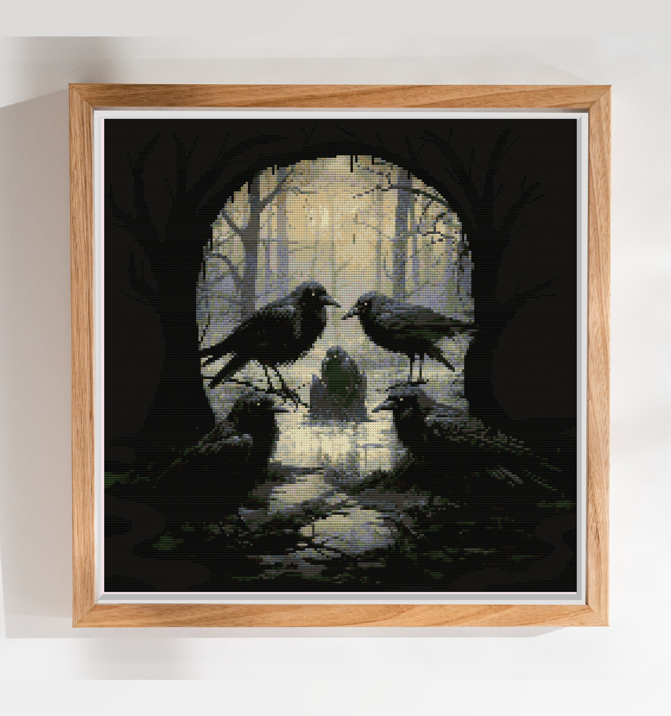 Spooky Crow Forest Pattern Hidden Picture Illusion Skull Halloween ...