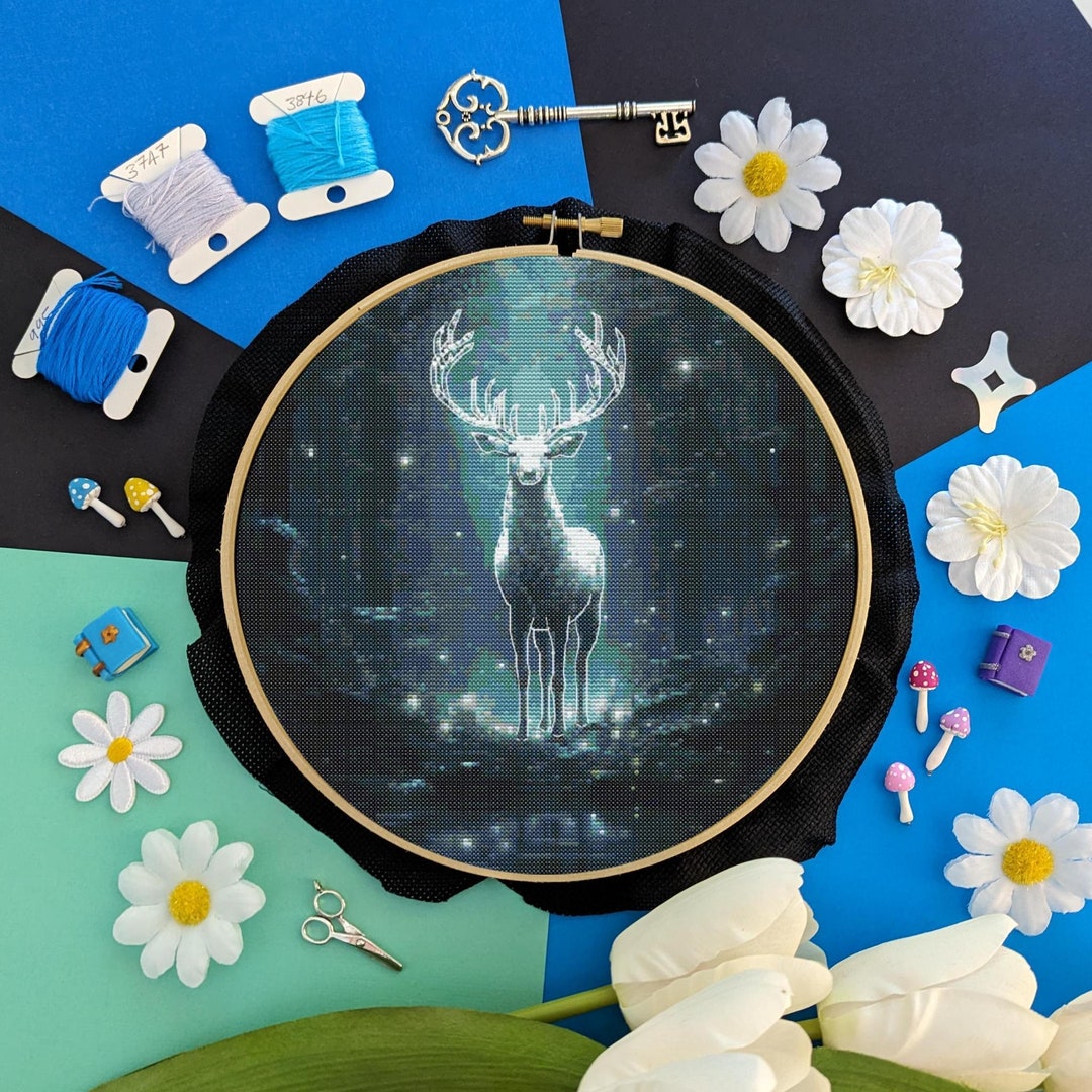 Potter Wizarding World Patronus Dark Forest Pattern - Deer Stag Cross Stitch - Digital PDF ...